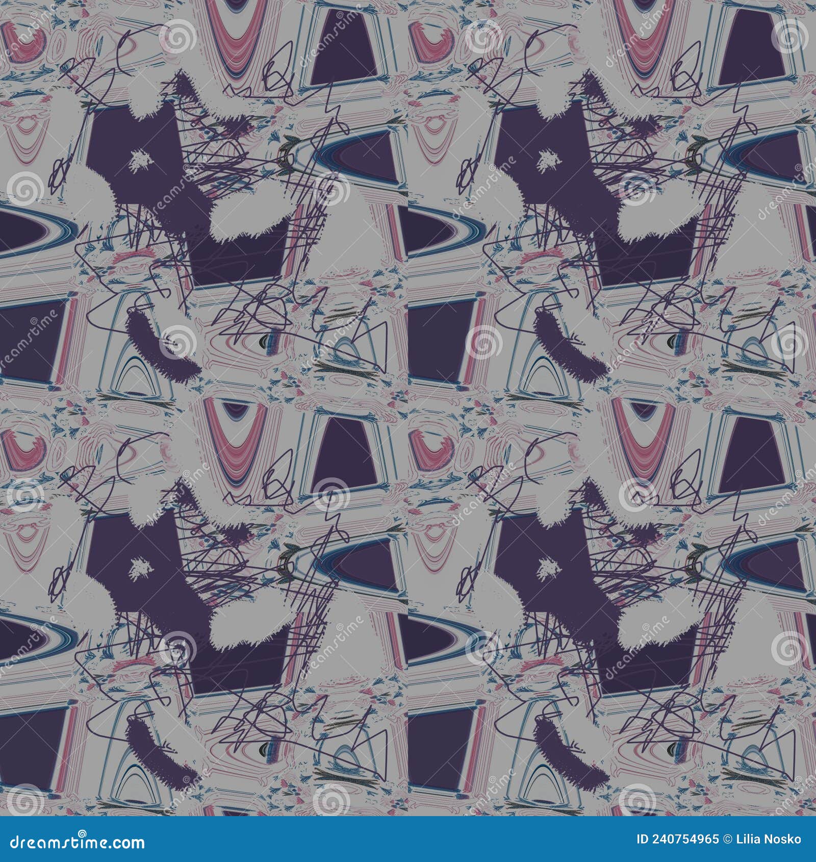 Futuristic Meta Seamless Pattern in Dark Colors Stock Illustration ...