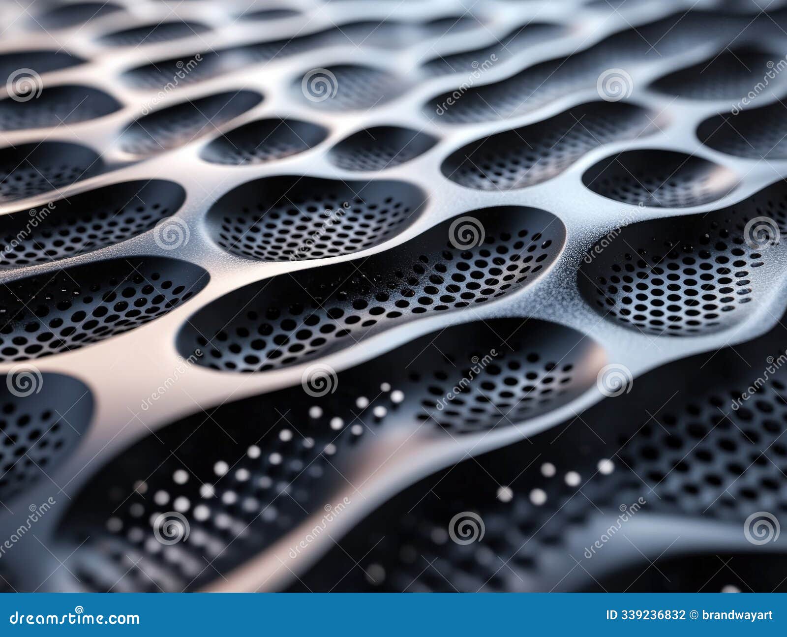 Futuristic Metal Surface with Wave-like Patterns and Perforated Texture ...