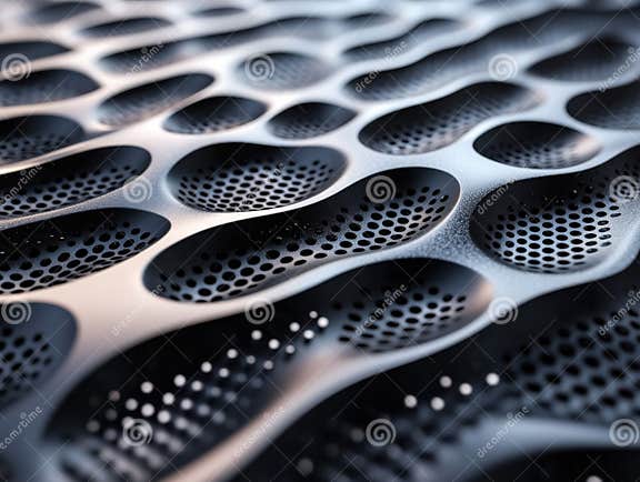 Futuristic Metal Surface with Wave-like Patterns and Perforated Texture ...