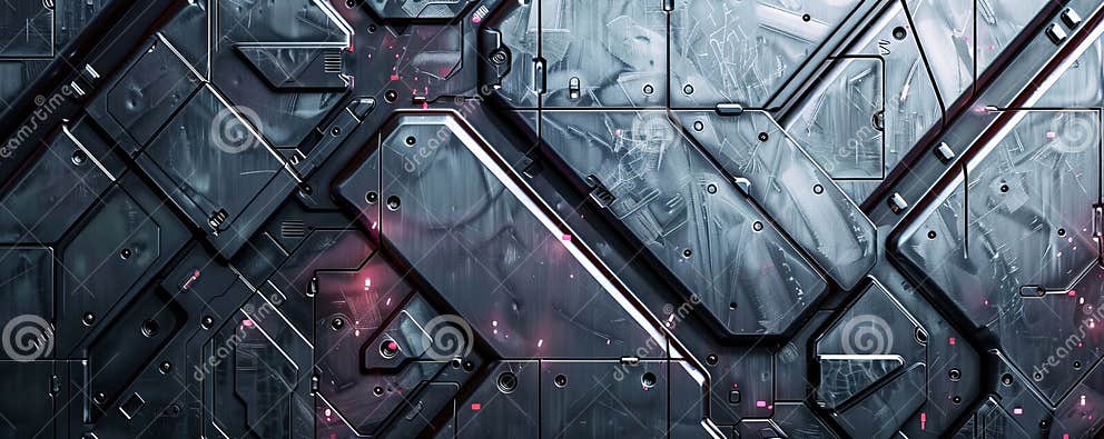 A Futuristic Metal Texture with Overlapping Layers of Angular Panels ...