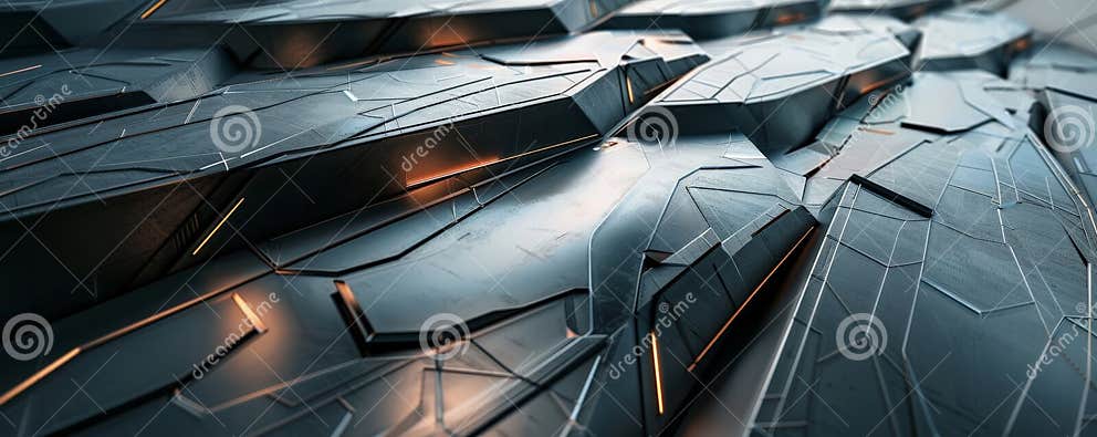 A Futuristic Metal Texture with Overlapping Layers of Angular Panels ...