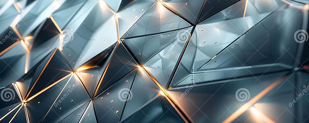 A Futuristic Metal Wall with a Series of Overlapping Triangular Panels ...