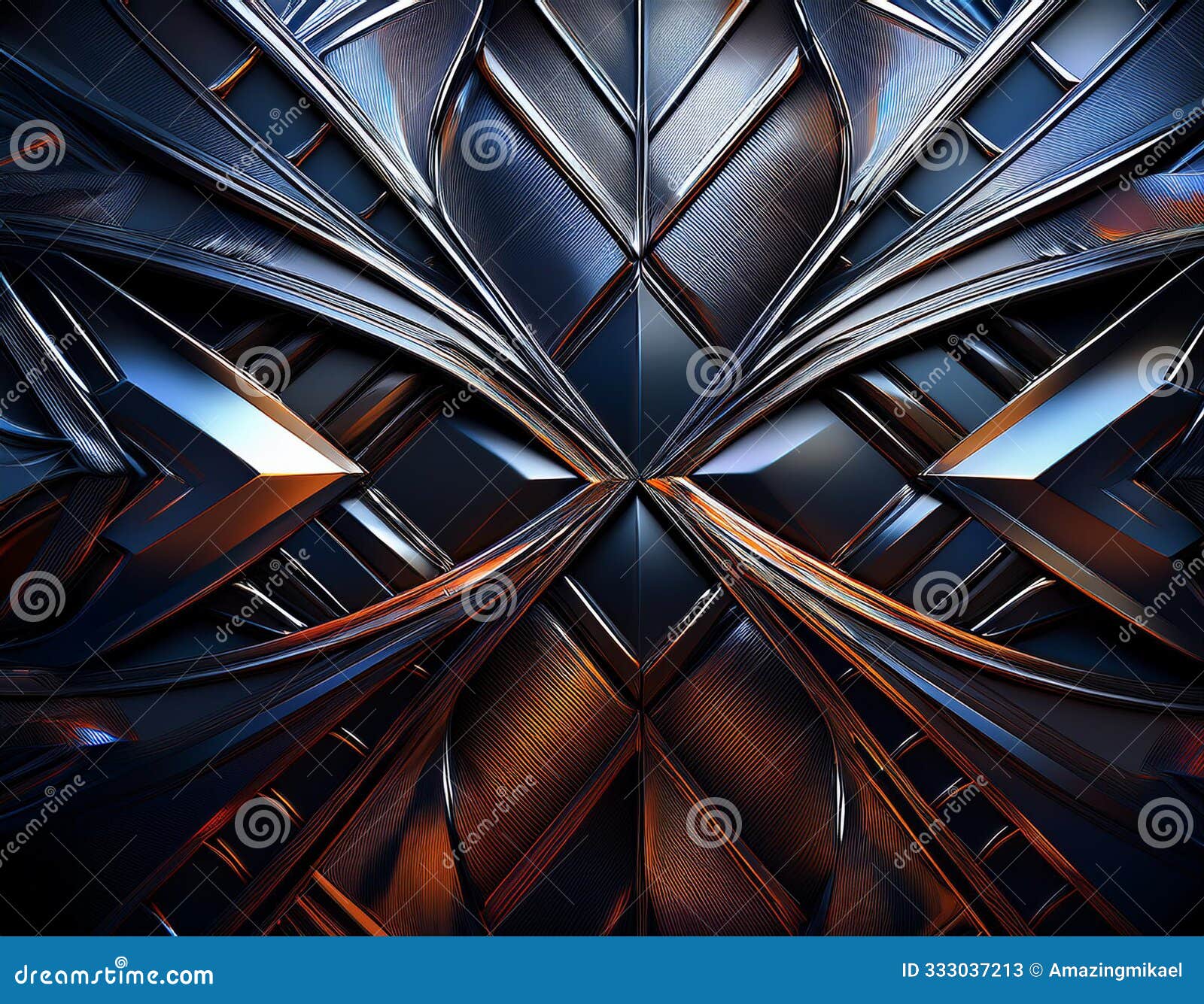 Futuristic Metallic Geometric Patterns Abstract Chrome Grid Design with ...