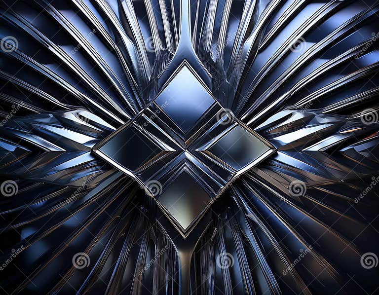 Futuristic Metallic Geometric Patterns Abstract Chrome Grid Design with ...