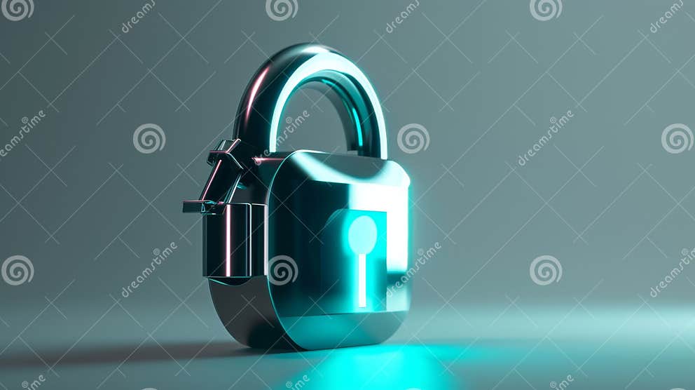 Futuristic Metallic Padlock with Cyber Security Theme Stock ...