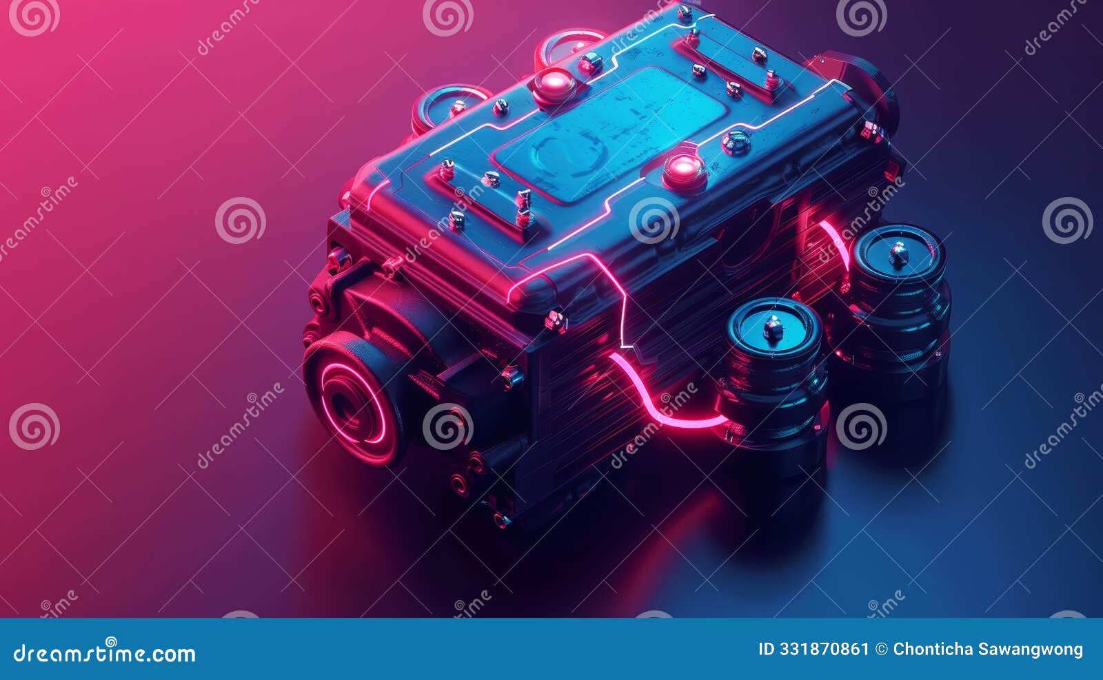 A Metallic Robot Sits At The Controls Of A Machine. The Image Was ...