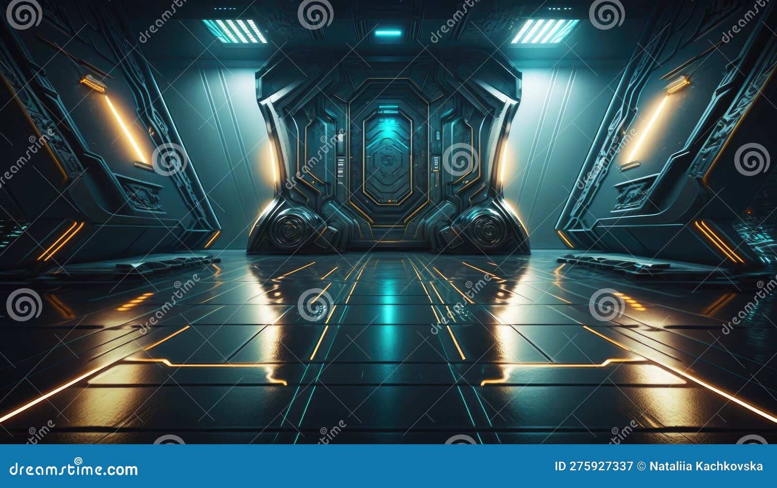 Futuristic Metallic Sci-fi Design Stock Illustration - Illustration of ...