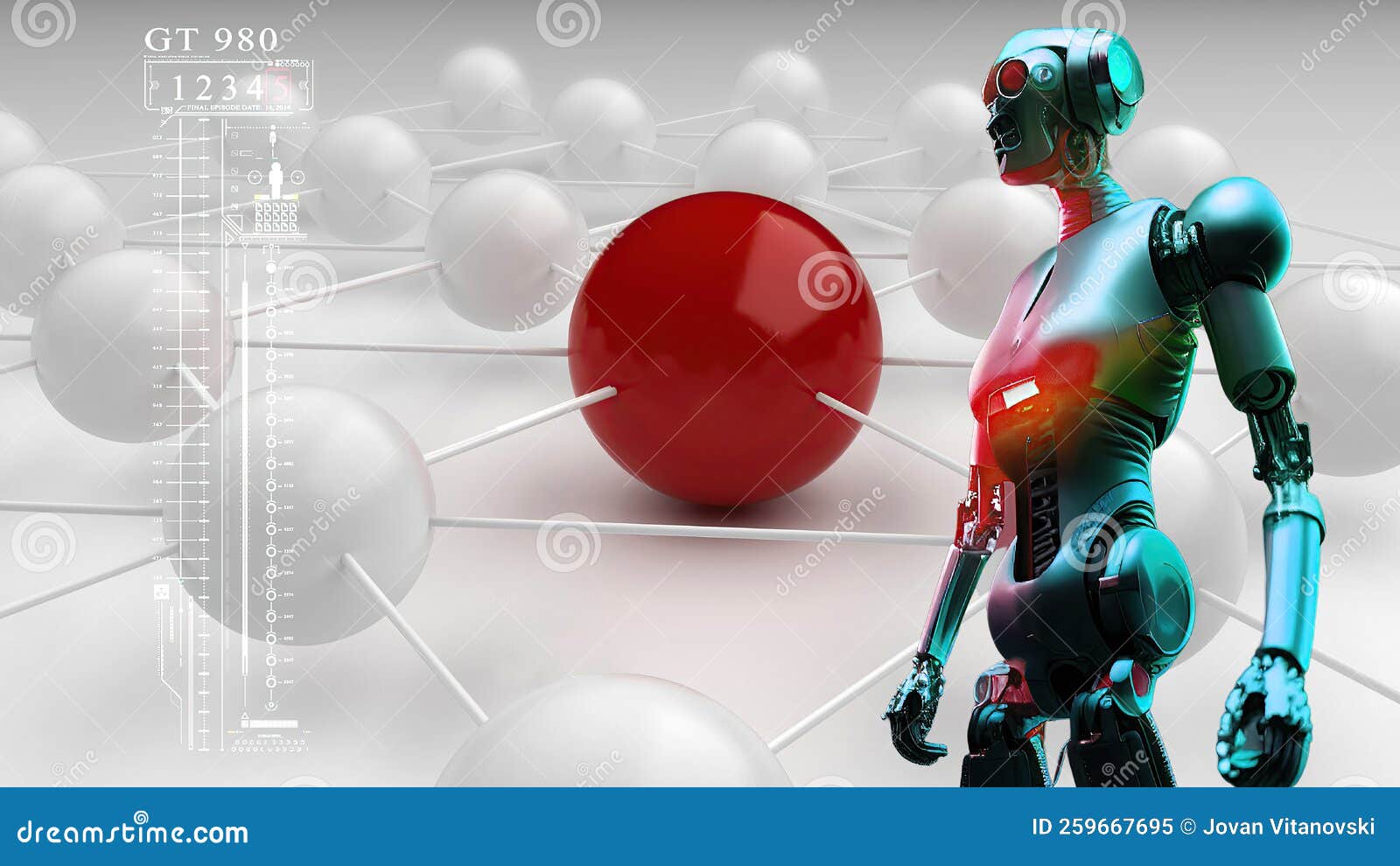 Futuristic Metallic Science Fiction Humanoid Cyborgs Stock Illustration ...