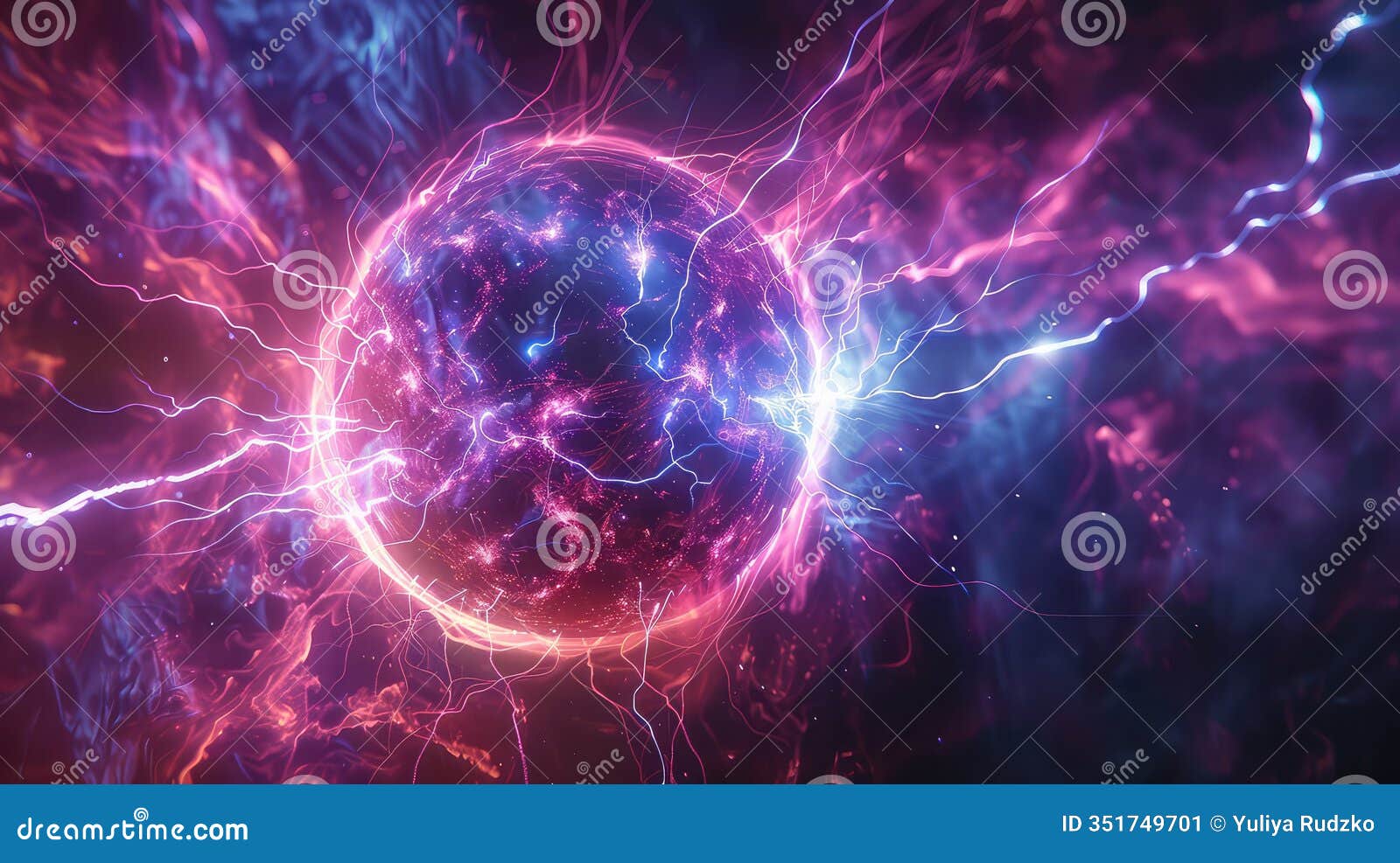 Futuristic Metallic Sphere Emitting Powerful Electric and Plasma Rays ...