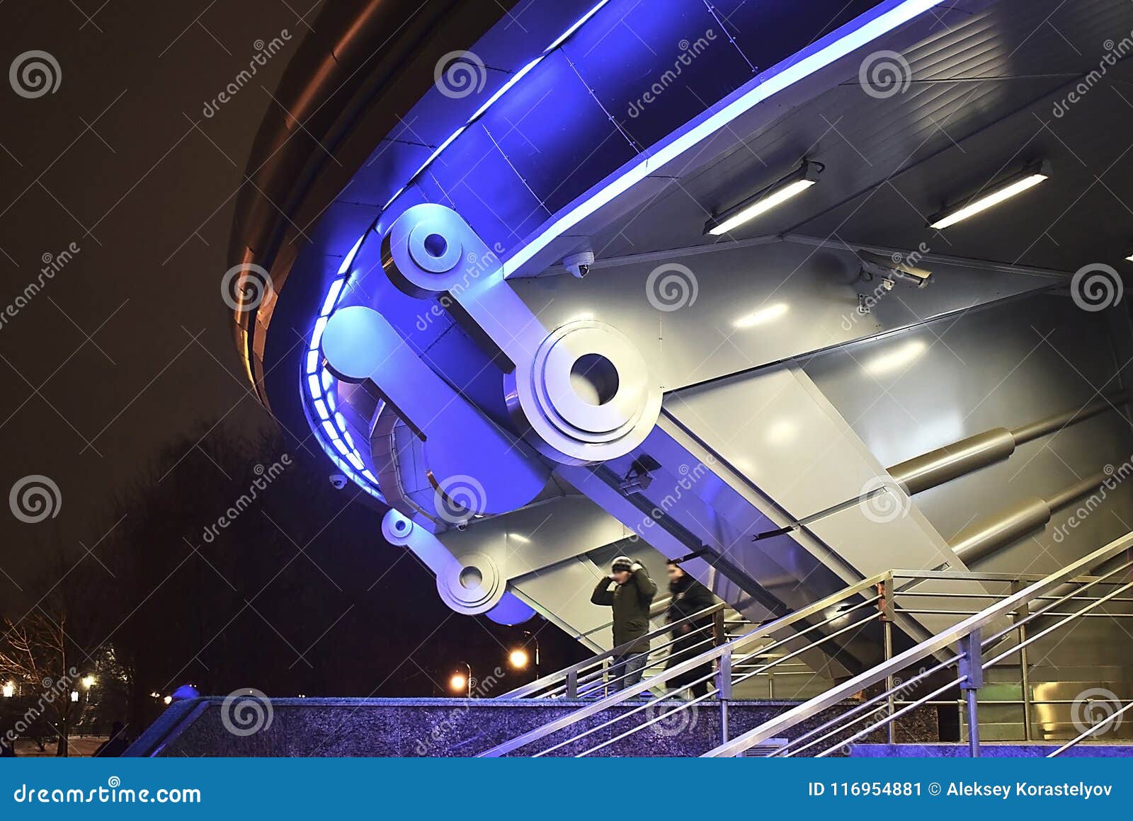 Futuristic Metro Station in Blue Light Stock Image - Image of spaceship ...