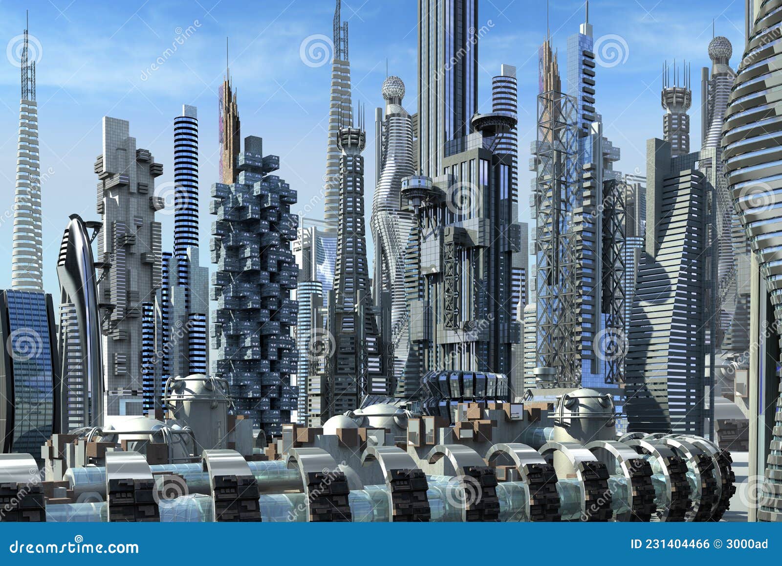 Futuristic Metropolis Architecture Stock Illustration - Illustration of ...