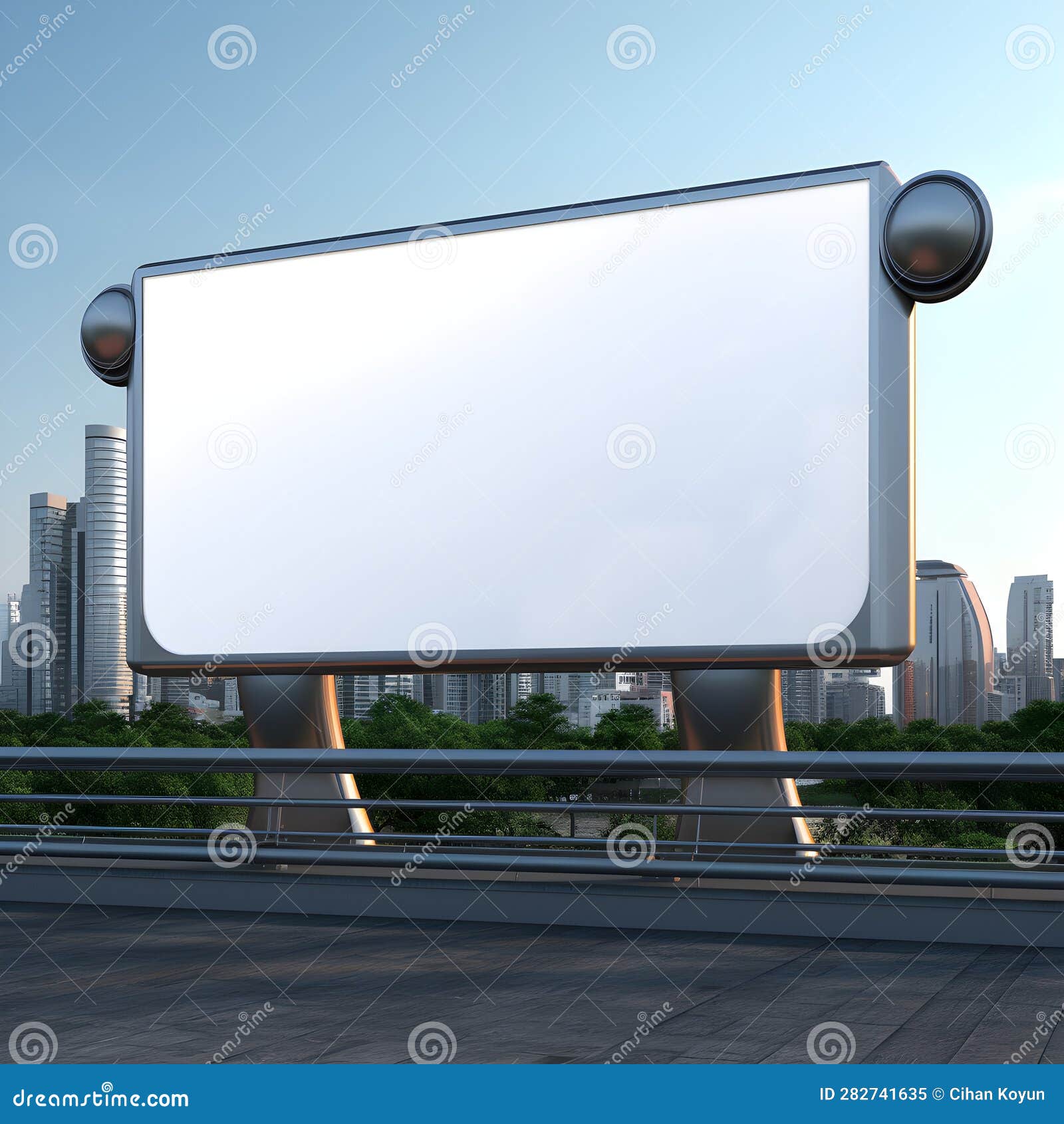 Futuristic Metropolis As the Backdrop for a Blank Billboard Stock ...