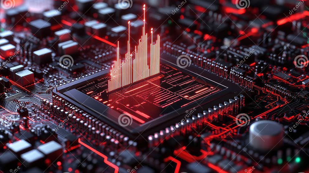 A Futuristic Microchip Embedded in a Circuit Board, Displaying ...