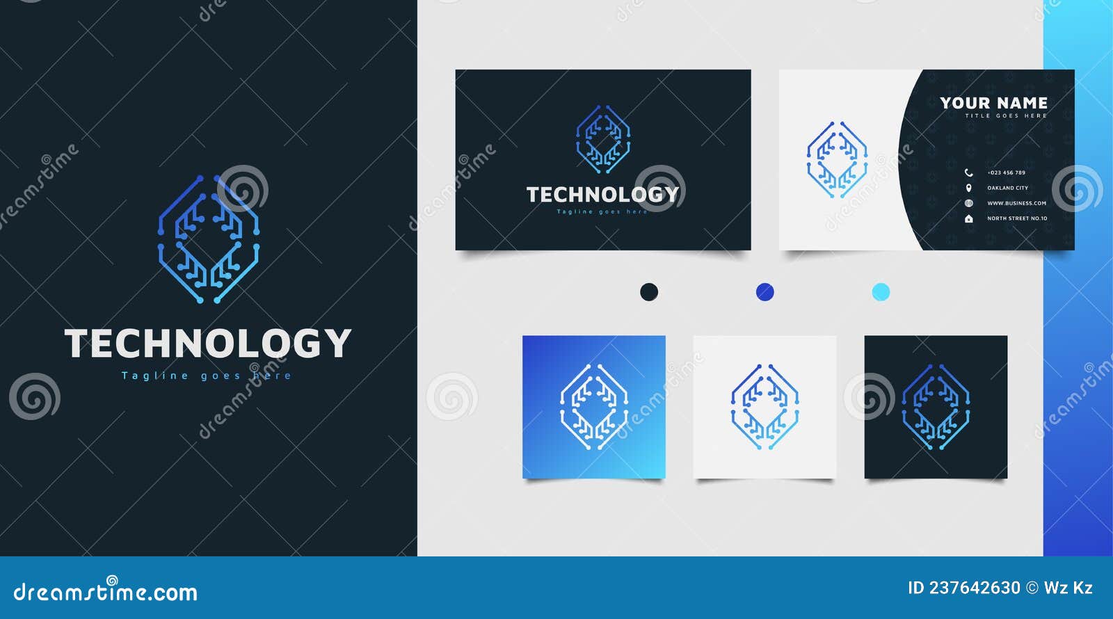 Futuristic Microchip Logo Design with Blue Gradient Concept. Technology ...