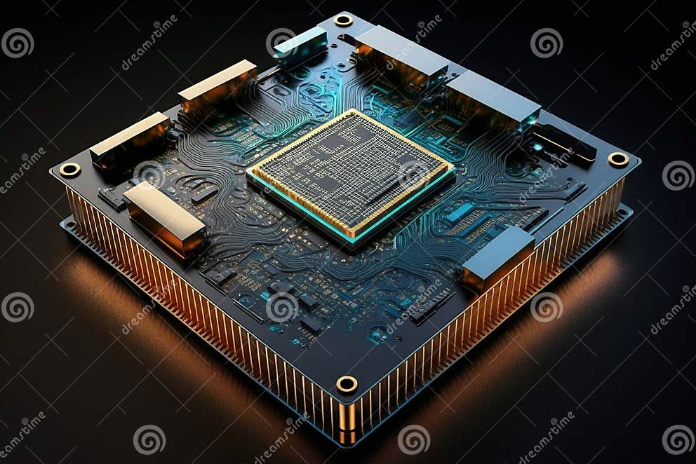 Futuristic Microchip Processor. Quantum Computer, Big Data Processing, Database Concept Stock ...