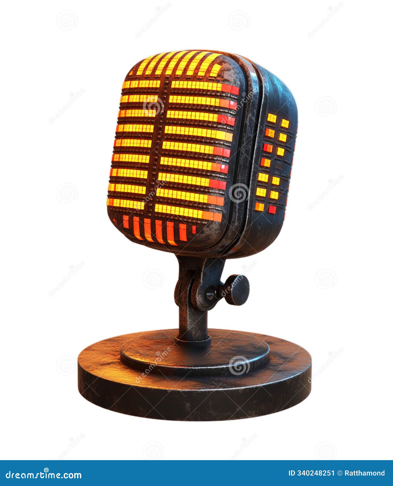 A Futuristic Microphone with a Glowing Grid of Lights and a Metallic ...