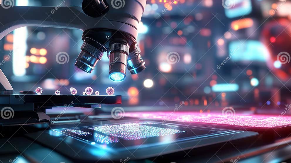 Futuristic Microscope Cell Research Advanced Cellular Research Futuristic Lab Microscopic ...