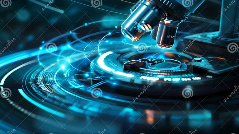 Futuristic Microscope with Digital Interface Stock Photo - Image of ...