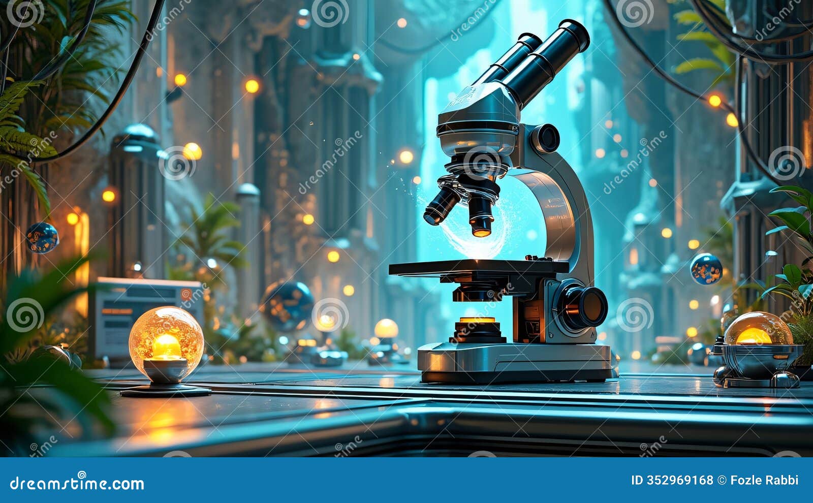 Futuristic Microscope in a Sci-Fi Laboratory, Good Resolution Stock ...
