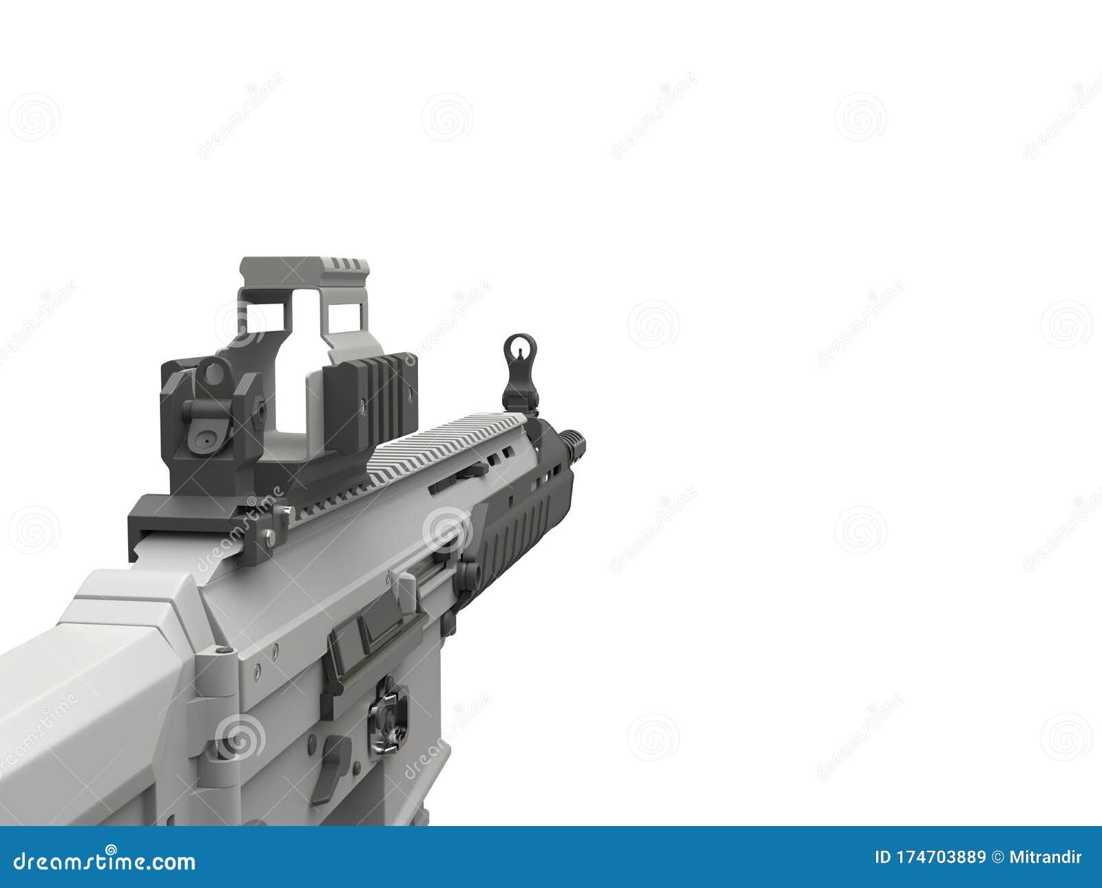 Futuristic Military Assault Rifle - FPS View Stock Illustration ...