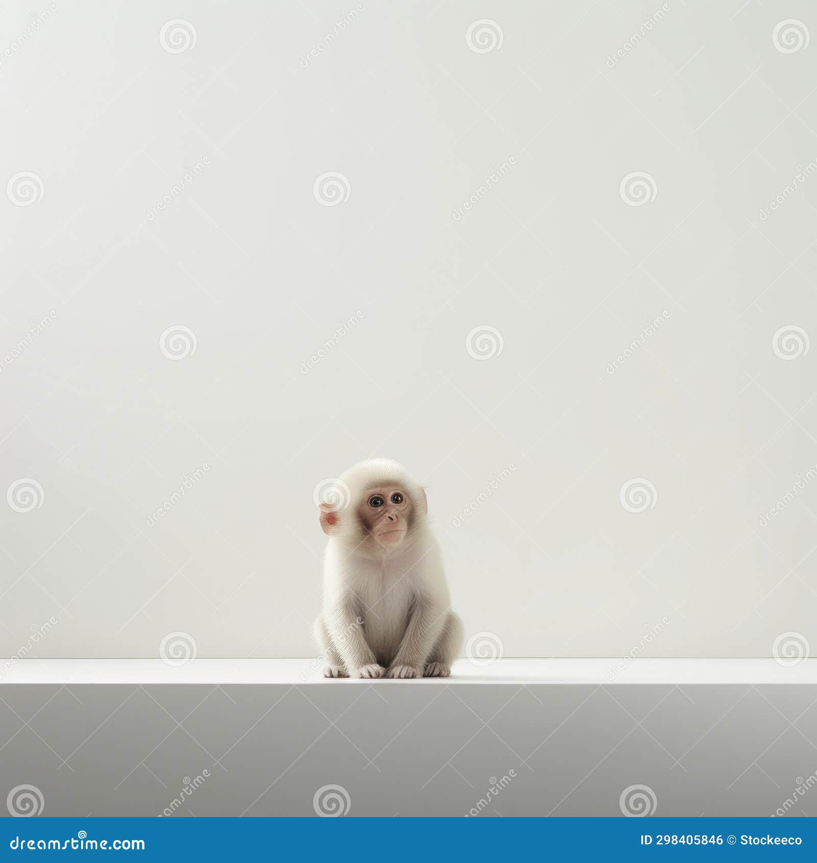 Futuristic Minimalism: Captivating White Monkey Sitting on Table Stock ...