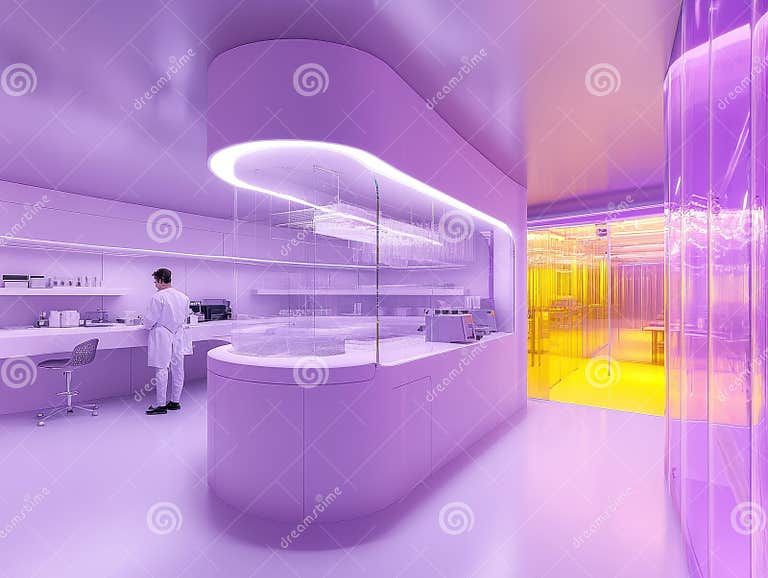 Futuristic, Minimalist Lab Workspace with a Focus on Advanced Research ...