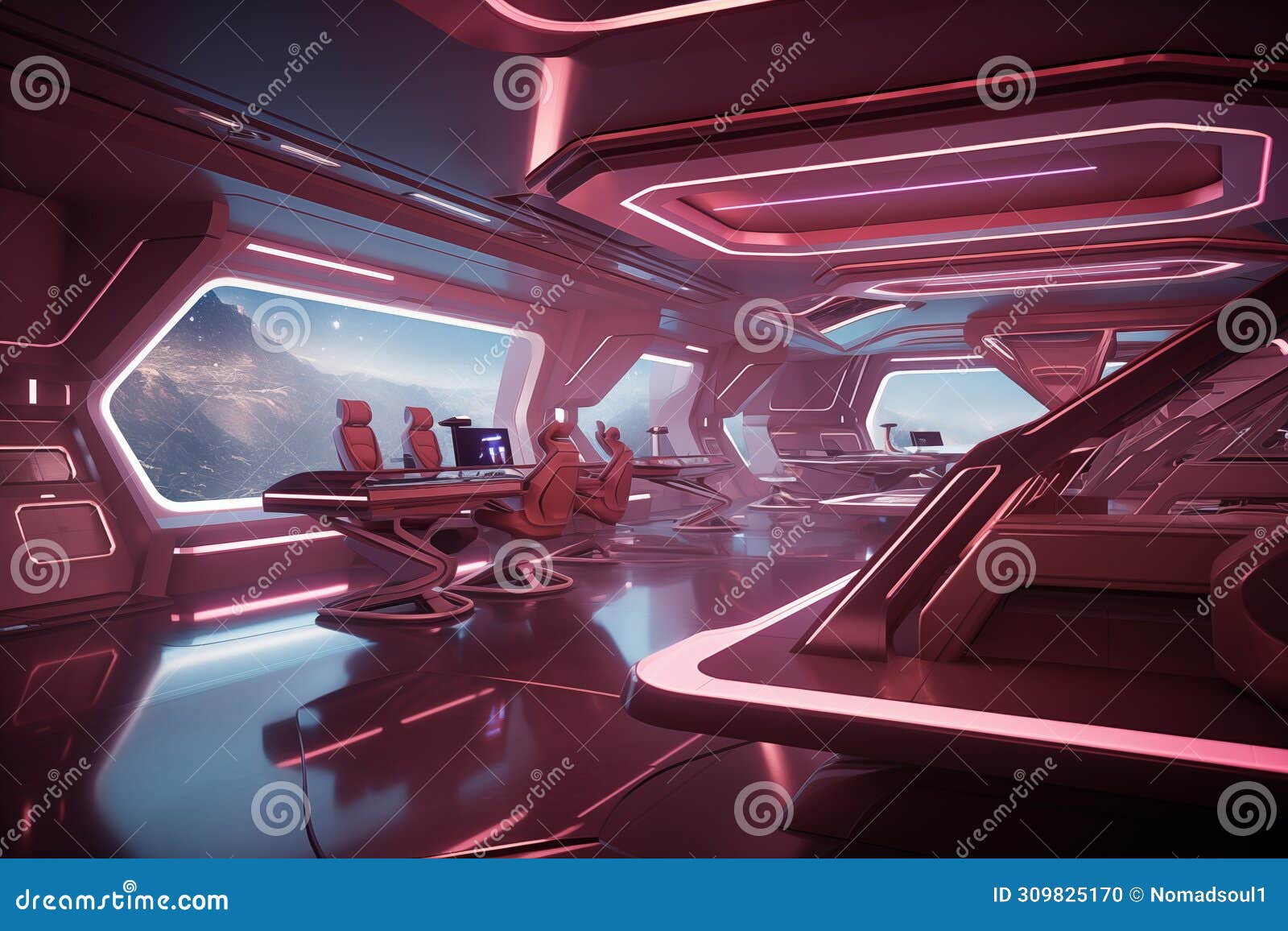 Futuristic Minimalist Spaceship Interior. Generative AI Stock Photo ...