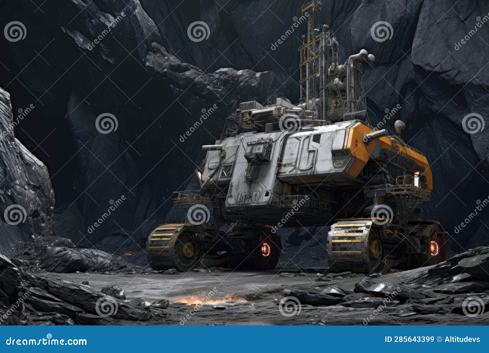 Futuristic Mining Equipment on Asteroid Surface Stock Image - Image of ...