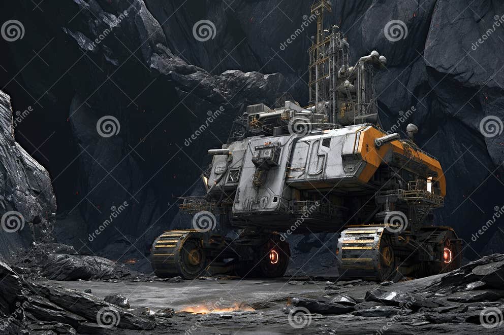 Futuristic Mining Equipment on Asteroid Surface Stock Image - Image of ...