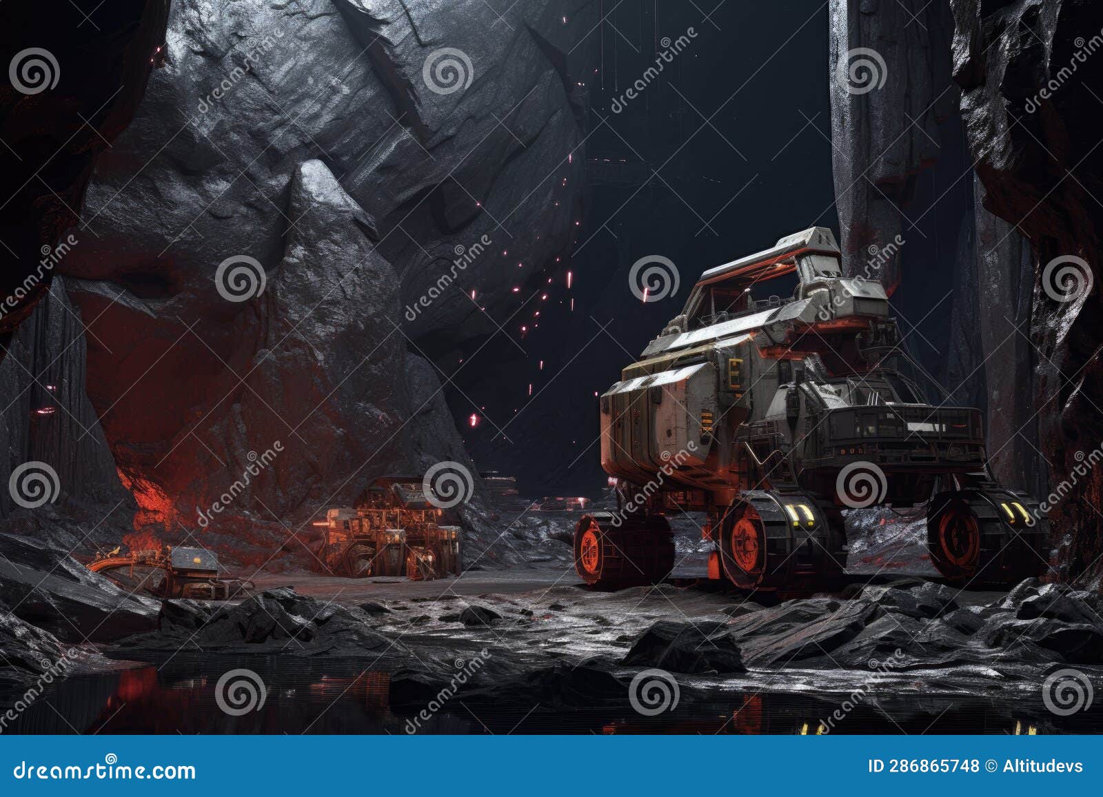 Futuristic Mining Equipment on Asteroid Surface Stock Photo - Image of ...