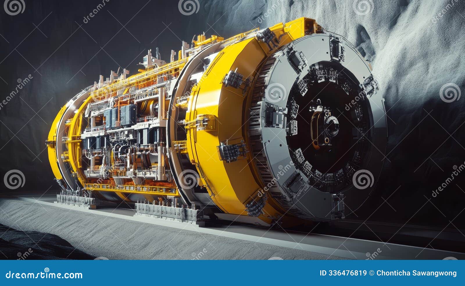 A Futuristic Mining Machine Exploring an Underground Cave, Showcasing ...