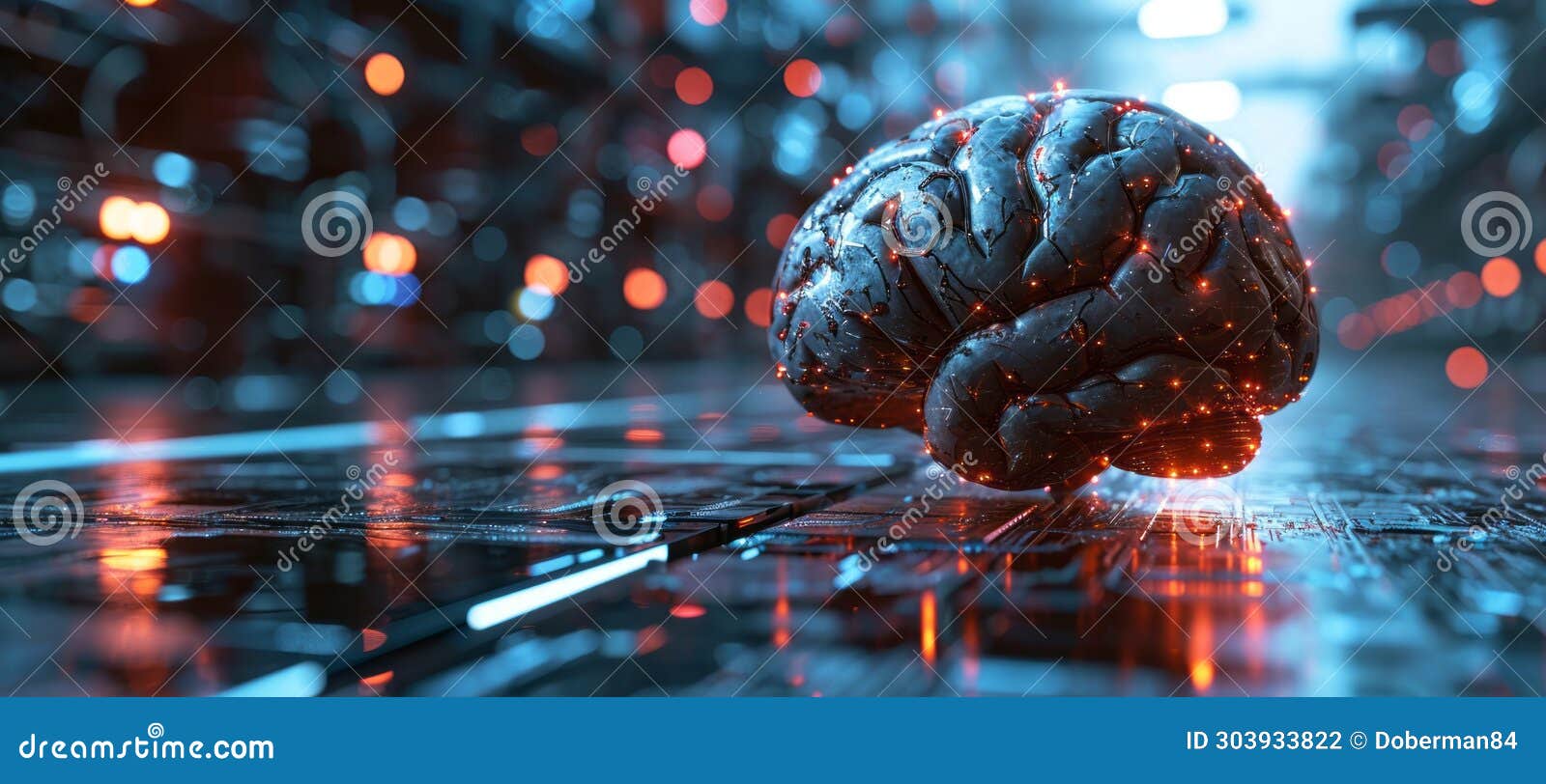 A Futuristic Model of the Human Brain Connected To a Digital Network ...