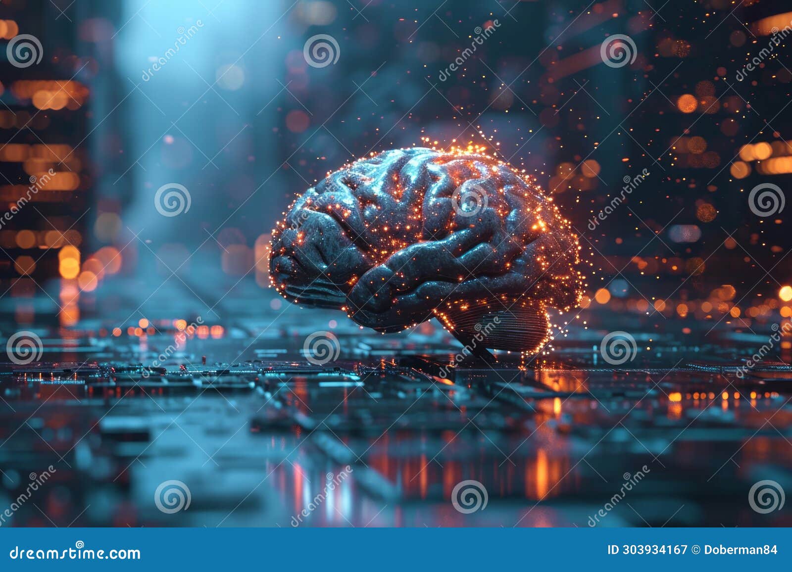 A Futuristic Model of the Human Brain Connected To a Digital Network ...