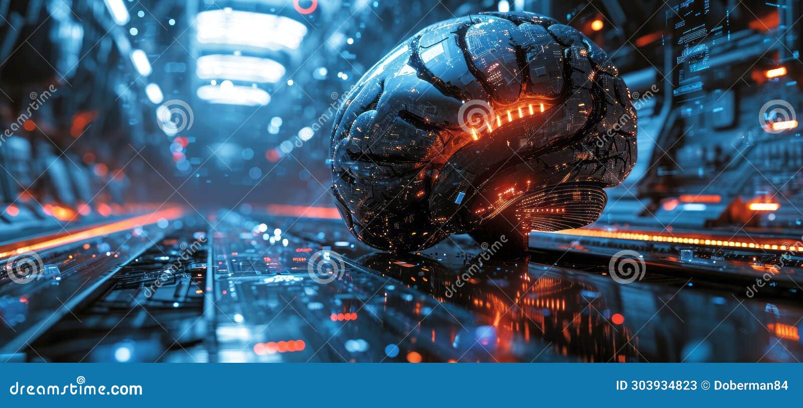 A Futuristic Model of the Human Brain Connected To a Digital Network ...