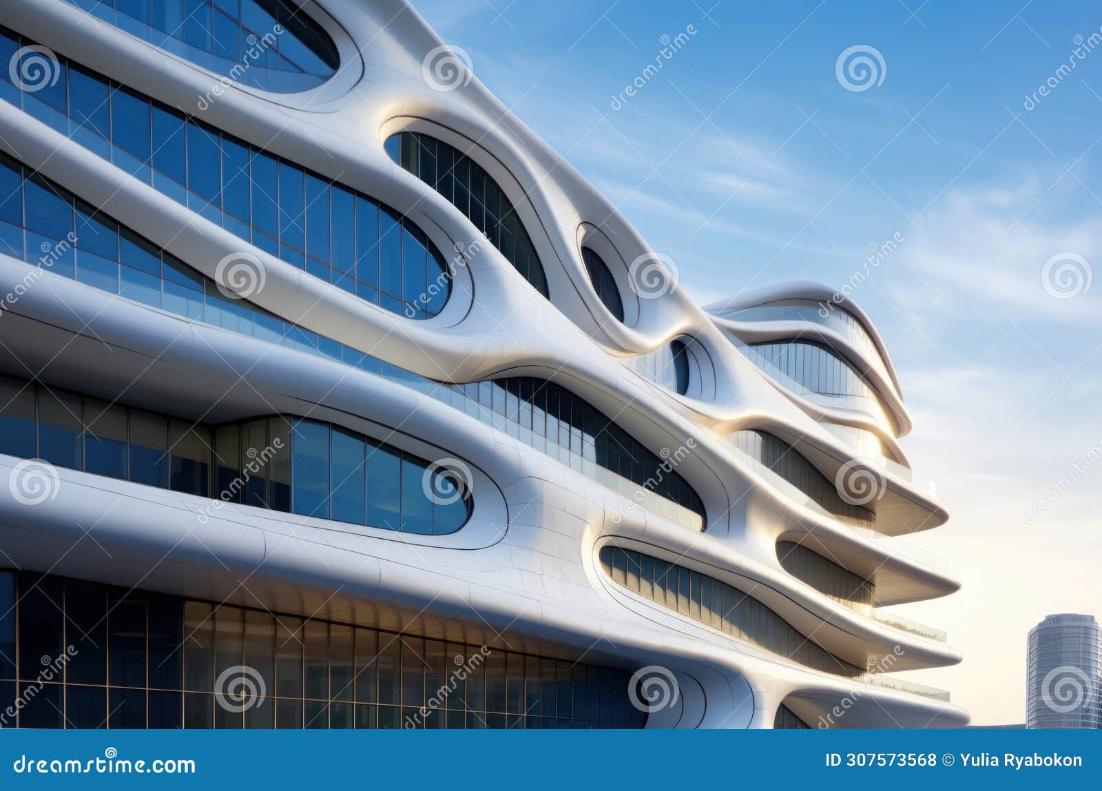 Futuristic Modern Architecture Facade Wave Style. Generate Ai Stock ...