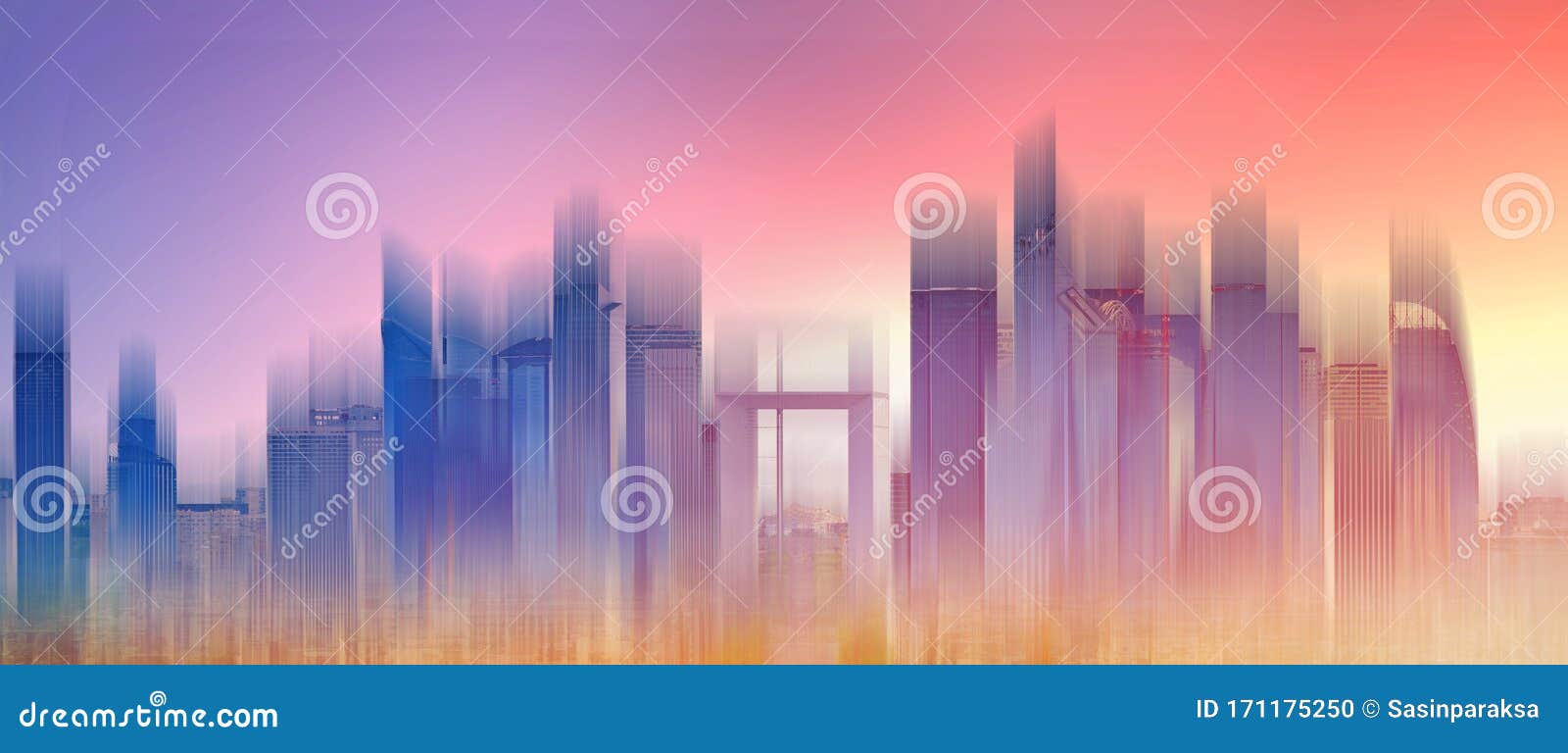 Futuristic Modern Building with Bright and Glowing Colorful Light, on ...