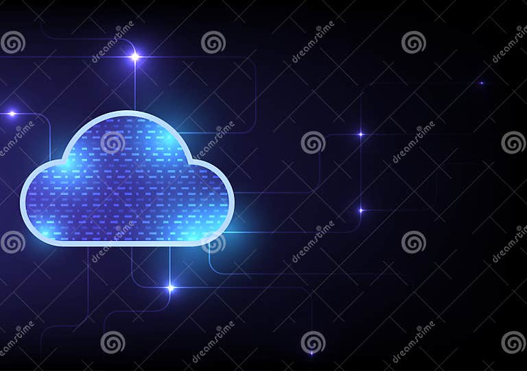 Futuristic Modern Cloud Computer Technology Abstract Background, Big Data Storage Center on Dark ...