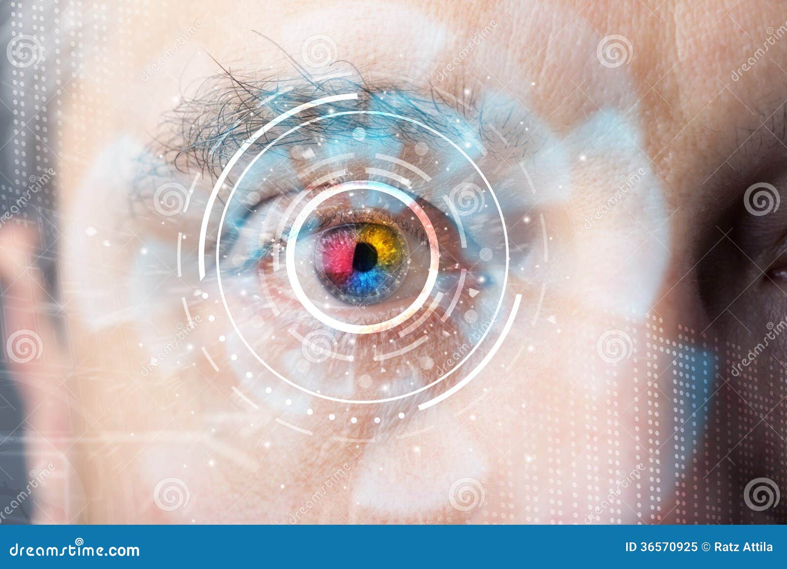 Futuristic Modern Cyber Man with Technology Screen Eye Panel Stock ...