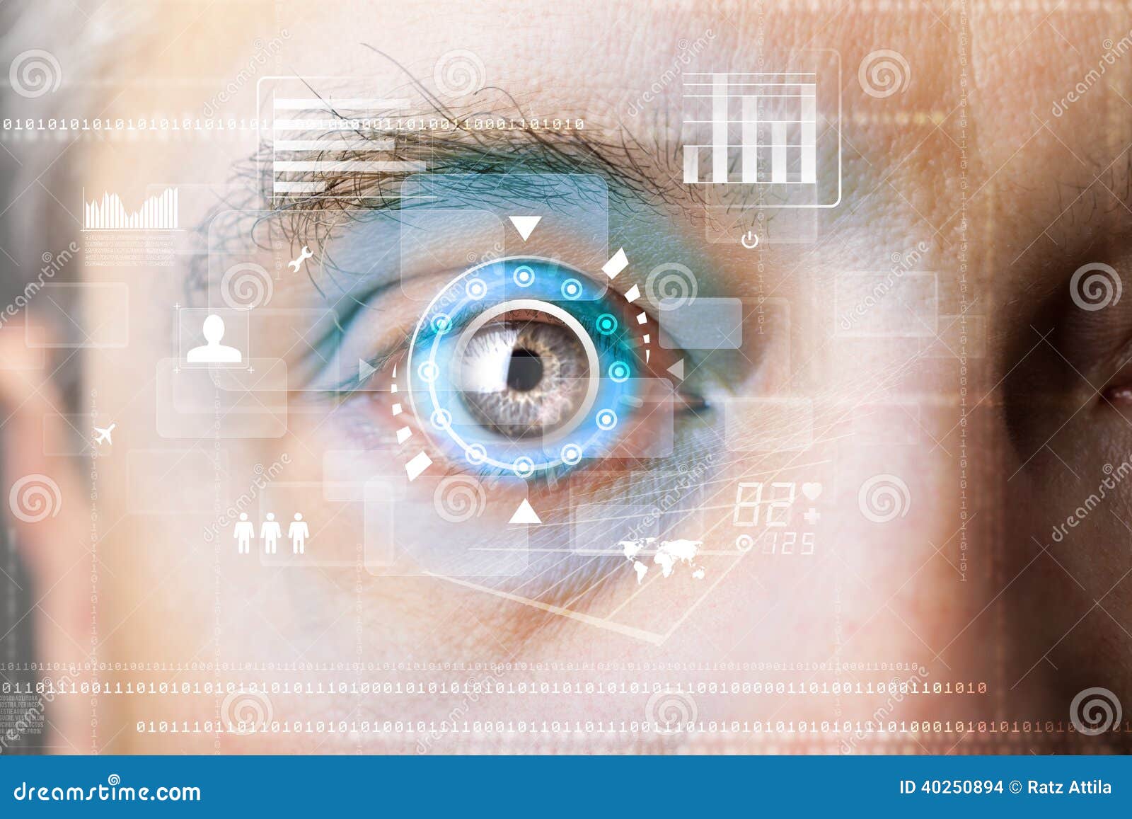 Futuristic Modern Cyber Man with Technology Screen Eye Panel Stock ...