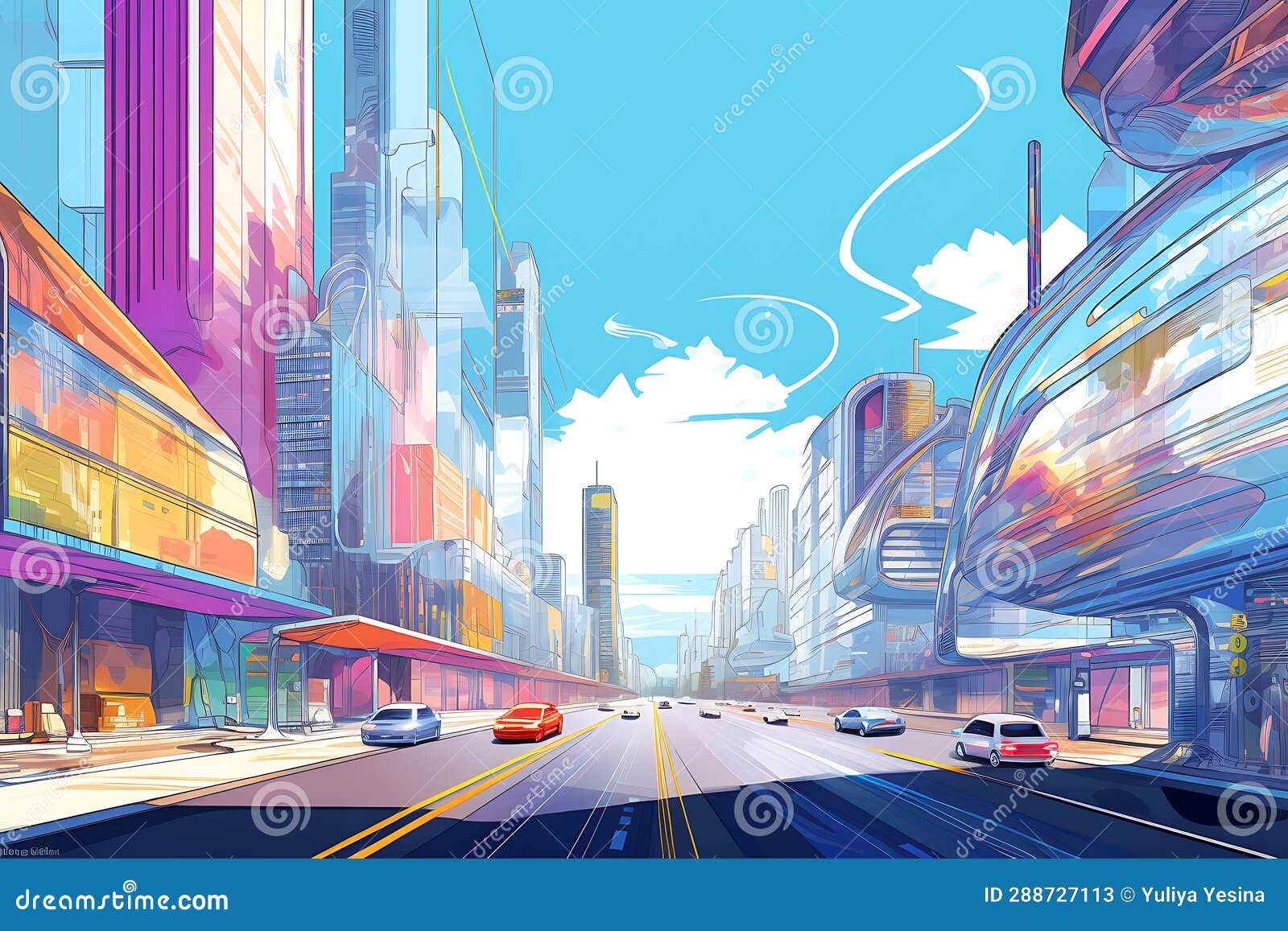 Futuristic Modern Future Street City. Stock Image - Image of light ...