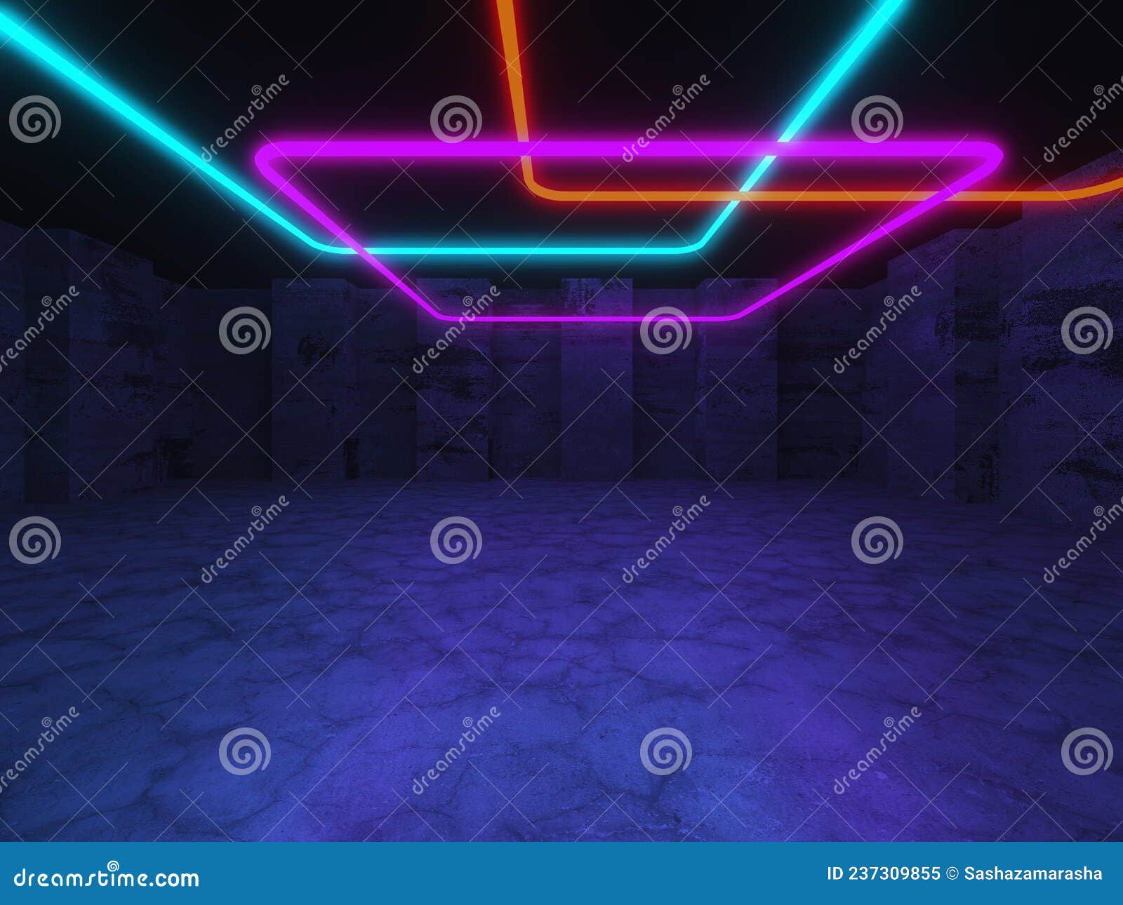 Futuristic Modern Neon Glowing Design Architecture Stock Illustration ...