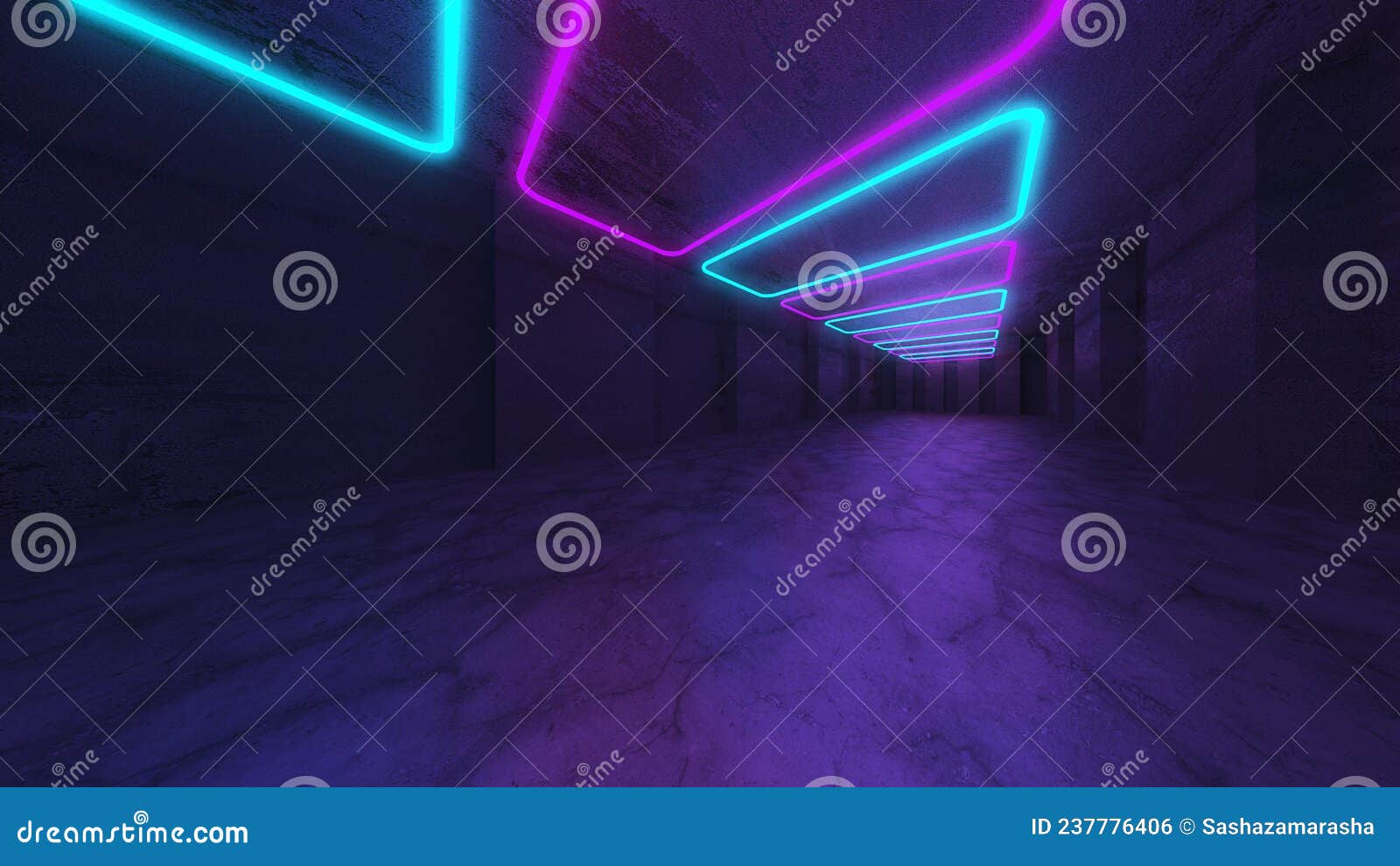 Futuristic Modern Neon Glowing Design Architecture Stock Illustration ...