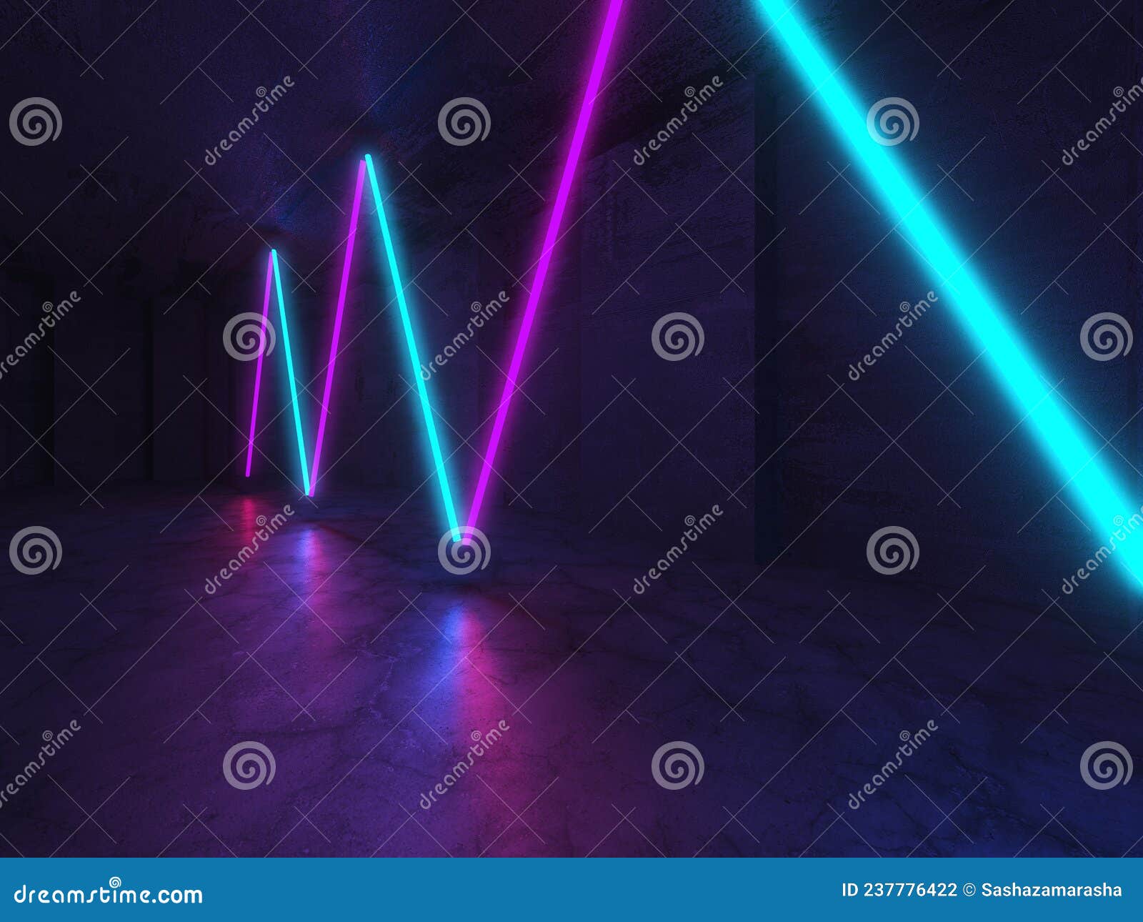 Futuristic Modern Neon Glowing Design Architecture Stock Illustration ...