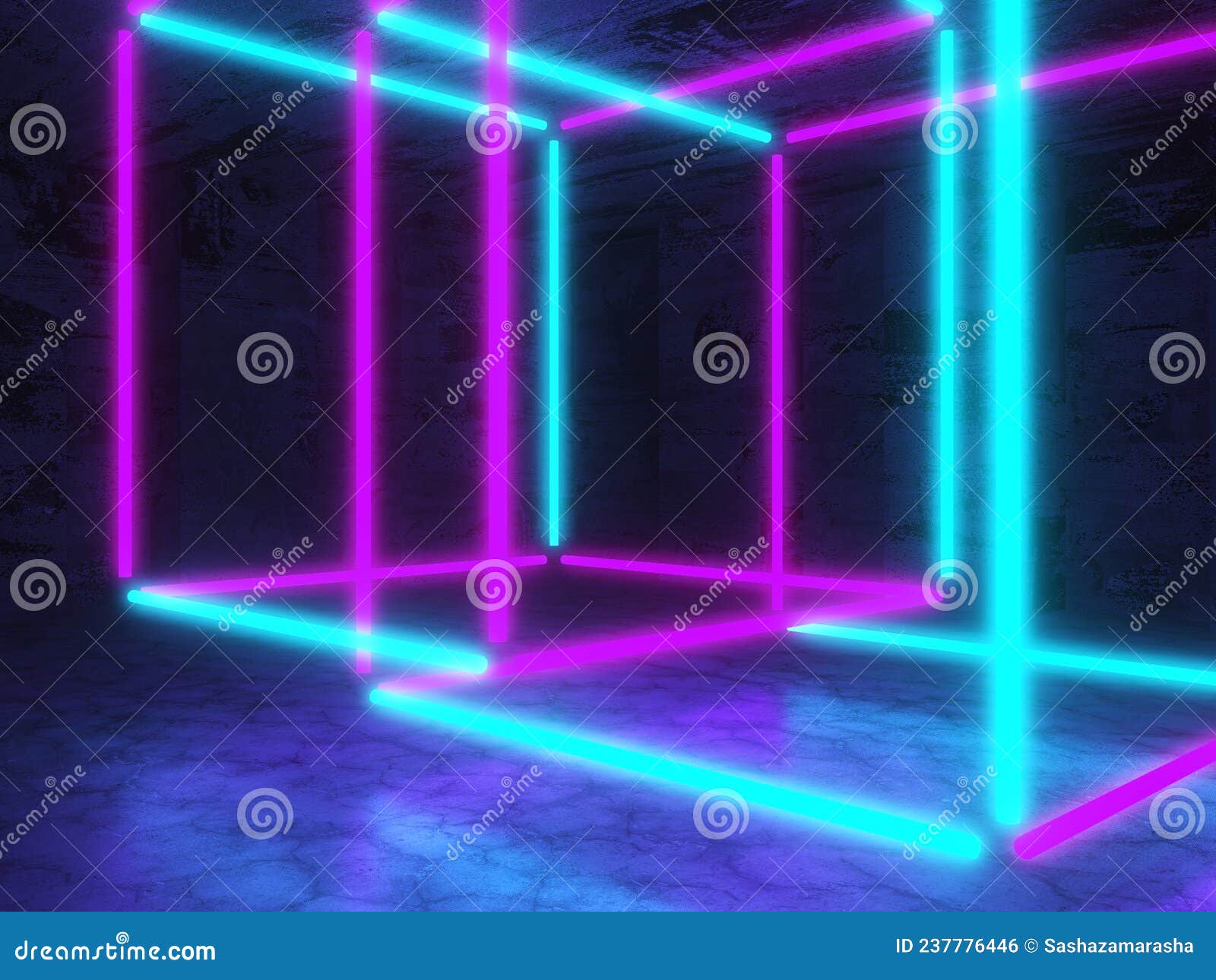 Futuristic Modern Neon Glowing Design Architecture Stock Illustration ...