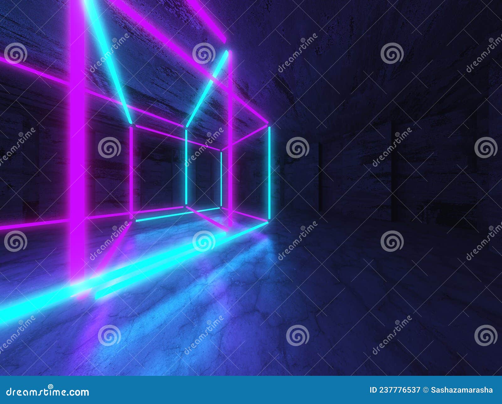 Futuristic Modern Neon Glowing Design Architecture Stock Illustration ...