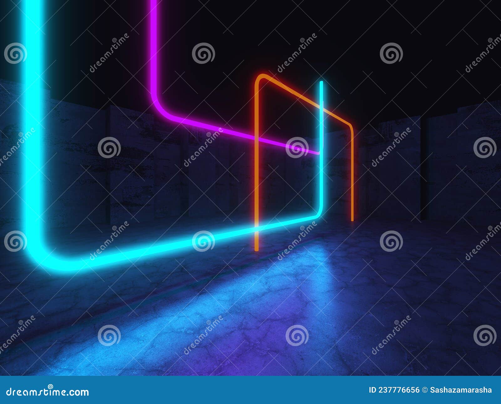 Futuristic Modern Neon Glowing Design Architecture Stock Illustration ...