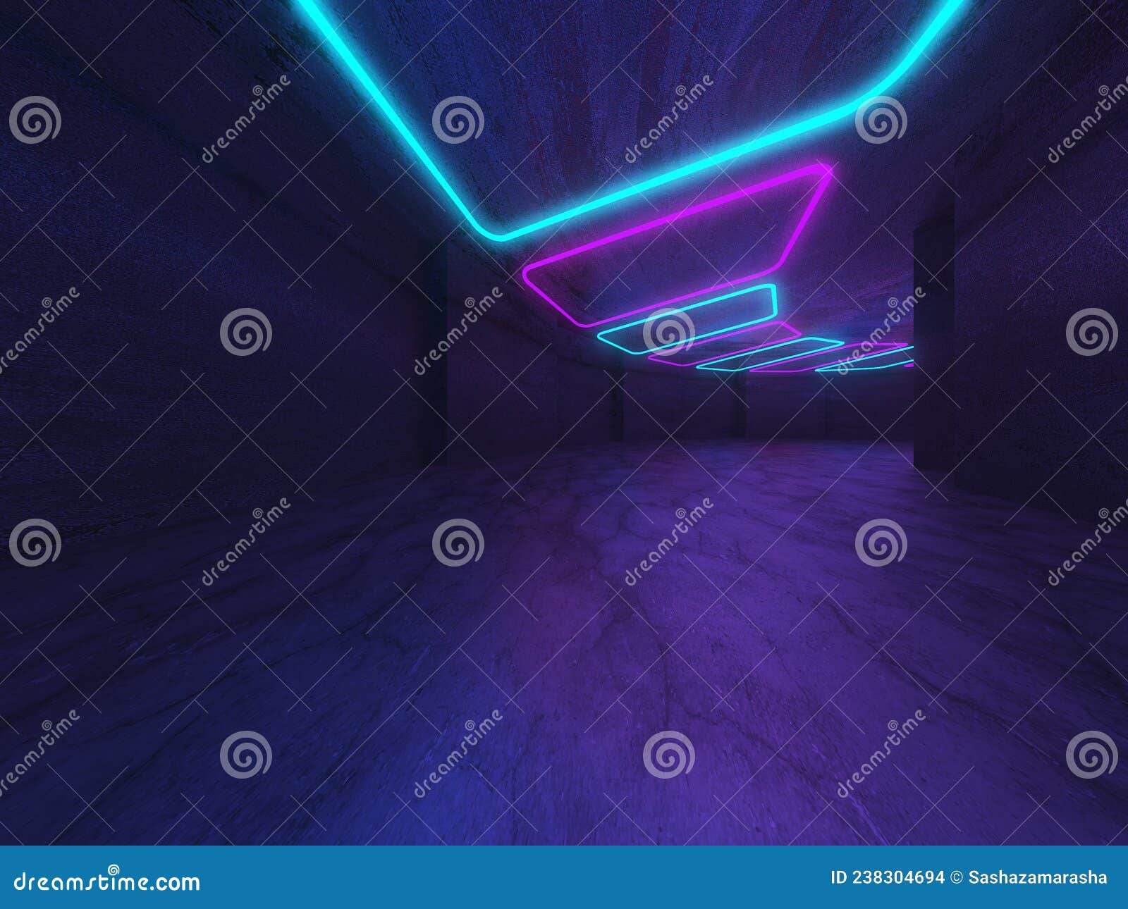 Futuristic Modern Neon Glowing Design Architecture Stock Illustration ...
