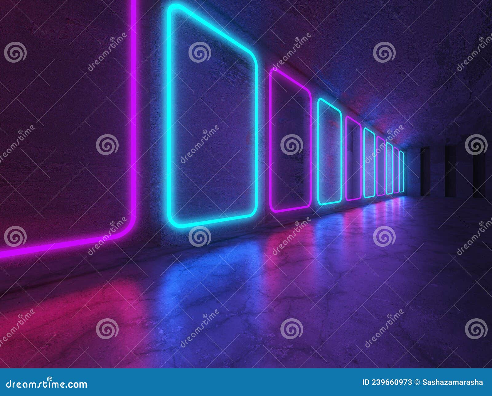 Futuristic Modern Neon Glowing Design Architecture Stock Illustration ...