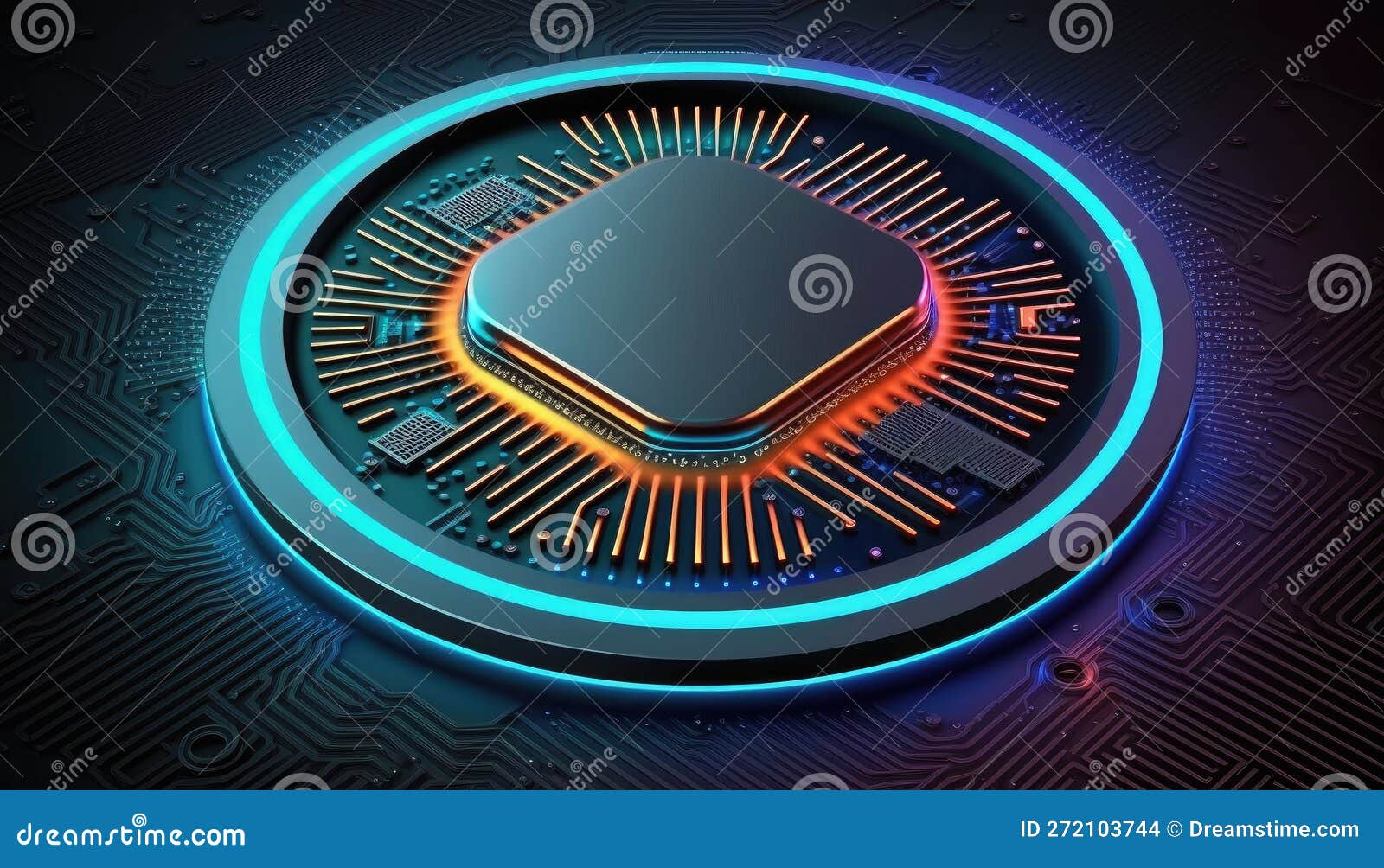 Futuristic Modern New Computer Processor Chip Colorful Neon Glowing ...