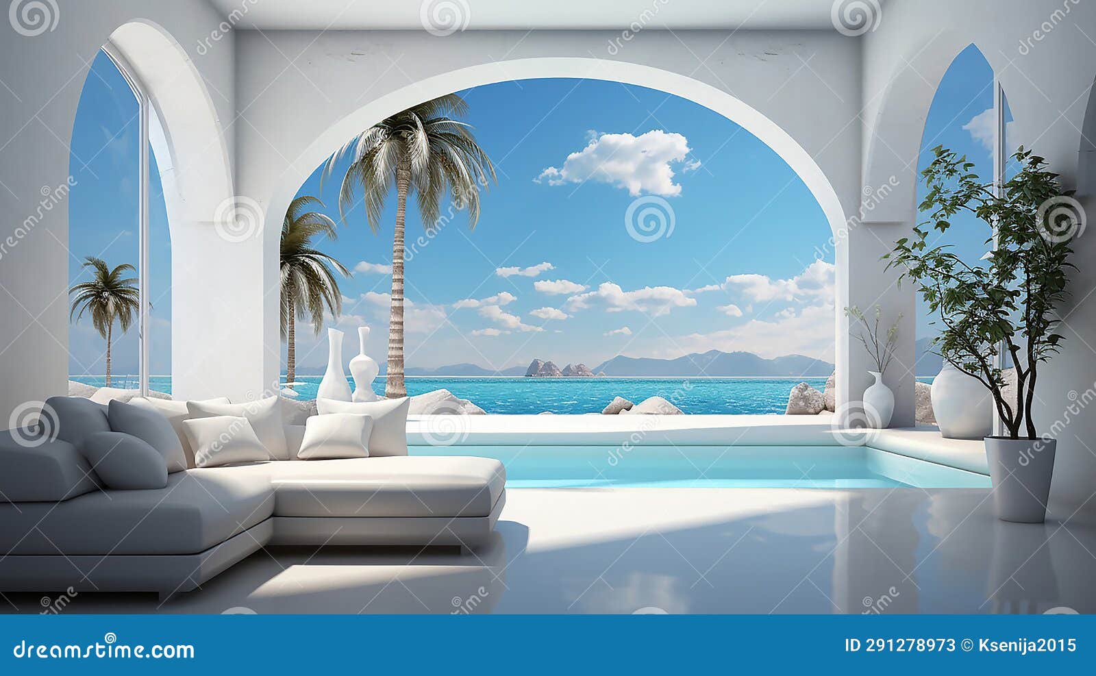 Futuristic Modern Office Building Interior in Urban City Stock ...